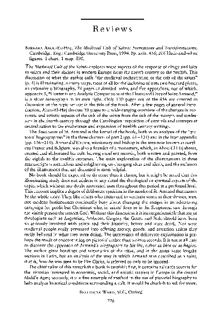 (PDF) The Medieval Cult of Saints: Formations and Transformations
