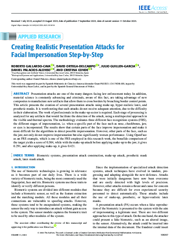 (PDF) Creating Realistic Presentation Attacks for Facial Impersonation ...