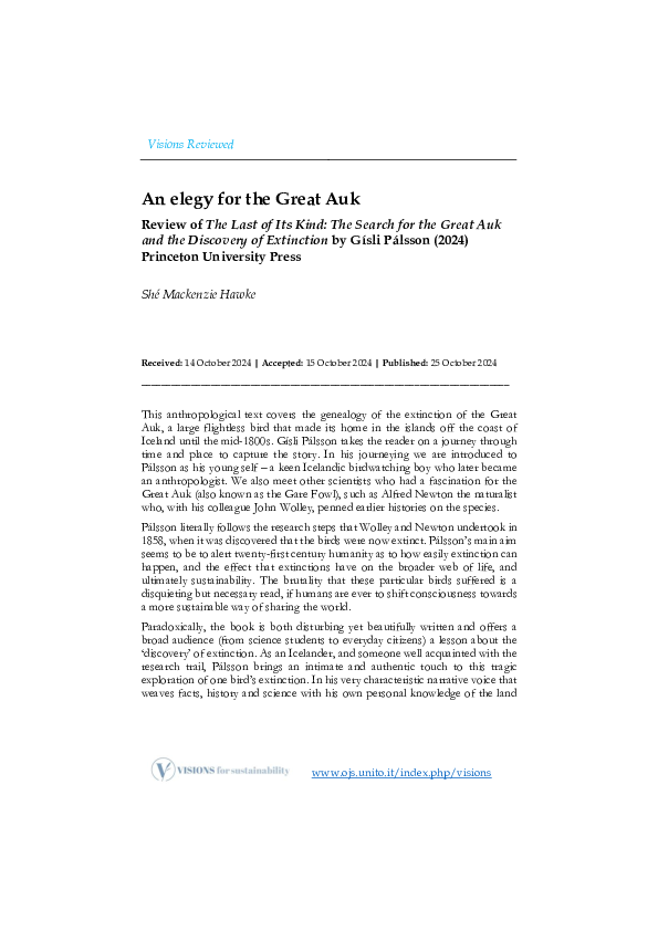 (PDF) An Elegy for the Great Auk Pp. 467-471Hawke