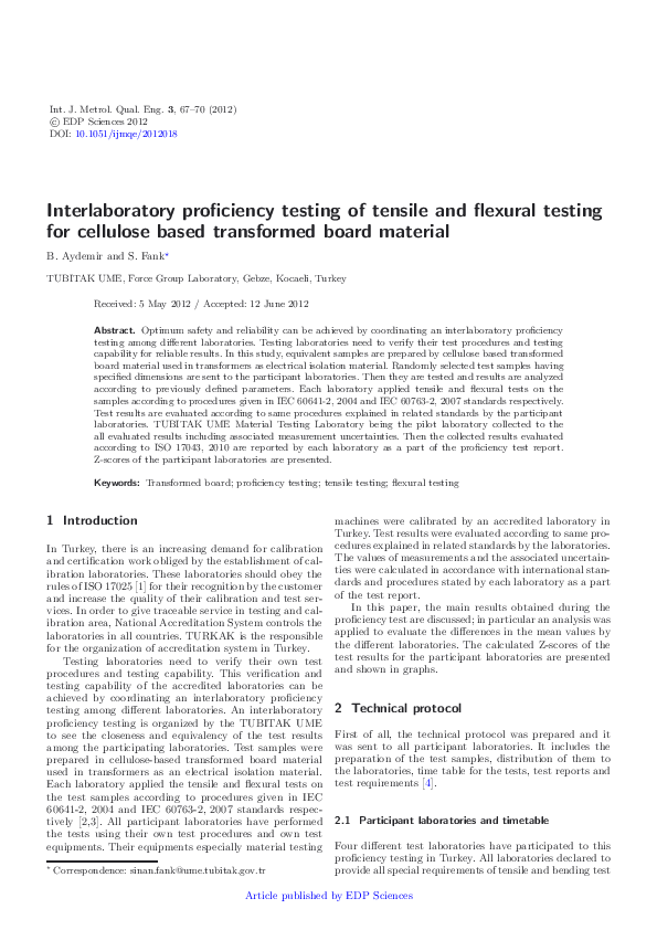 (PDF) Interlaboratory proficiency testing of tensile and flexural ...