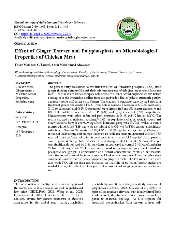 (PDF) Effect of Ginger Extract and Polyphosphate on Microbiological ...