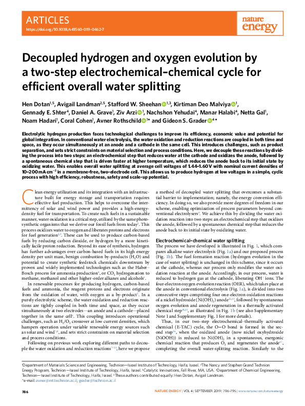 (PDF) Decoupled hydrogen and oxygen evolution by a two-step ...