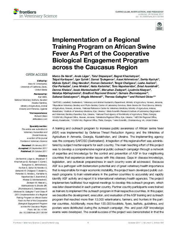 (PDF) Implementation of a Regional Training Program on African Swine ...