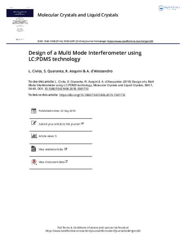 (PDF) Design of a Multi Mode Interferometer using LC:PDMS technology