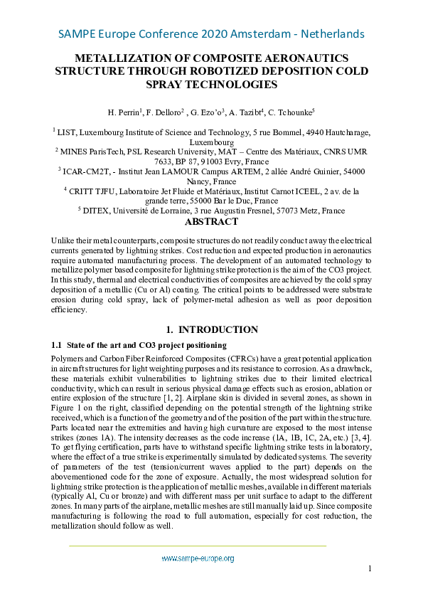 (PDF) Metallization of Composite Aeronautics Structure Through ...