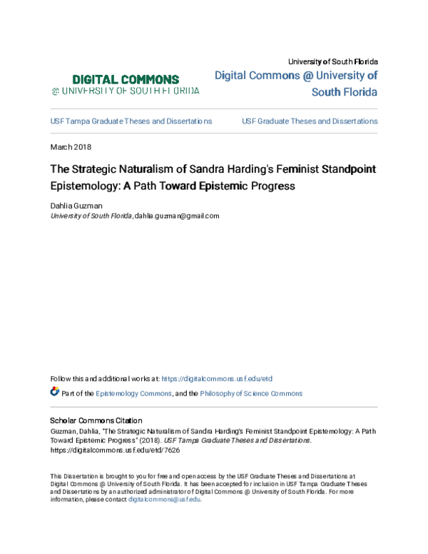 (PDF) The Strategic Naturalism of Sandra Harding's Feminist Standpoint ...