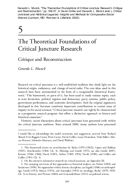 (PDF) The Theoretical Foundations of Critical Juncture Research