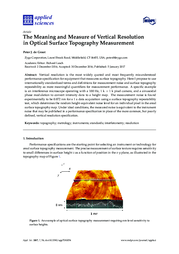 (PDF) The Meaning and Measure of Vertical Resolution in Optical Surface ...
