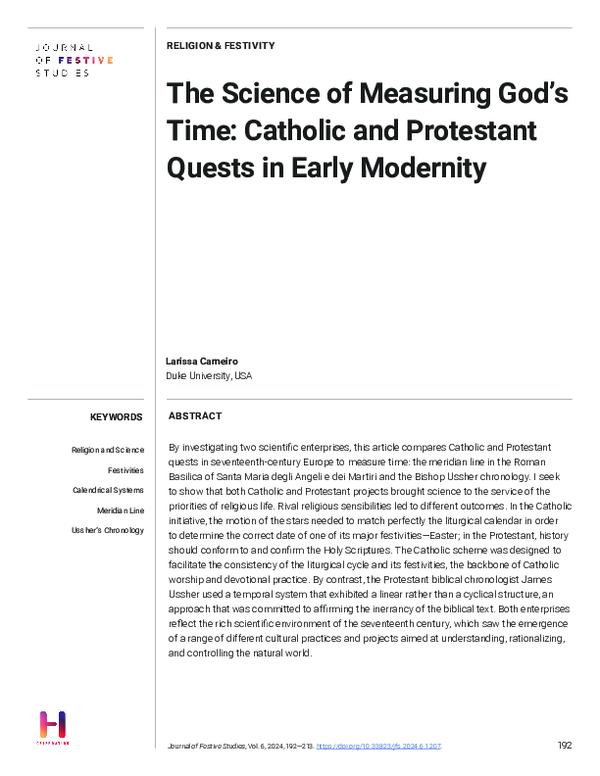 (PDF) The Science of Measuring Time: Catholic and Protestant Quests in ...