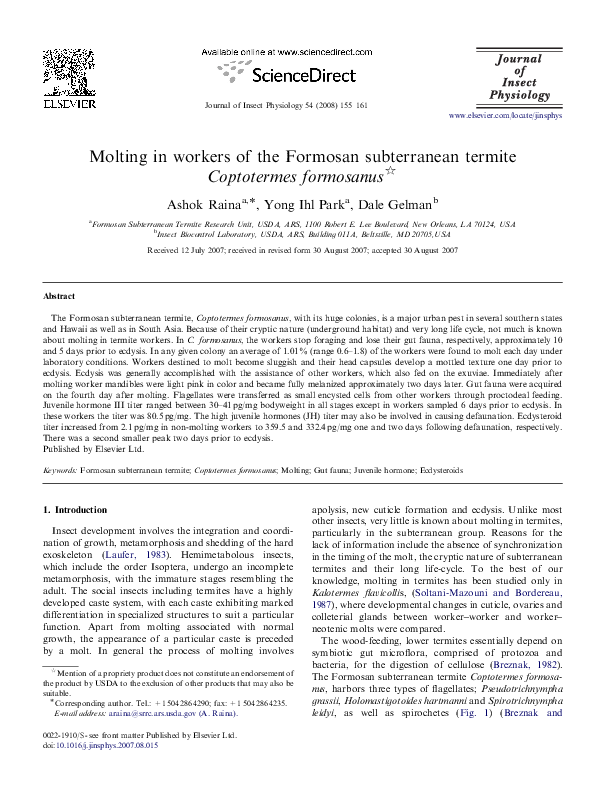 (PDF) Molting in workers of the Formosan subterranean termite ...