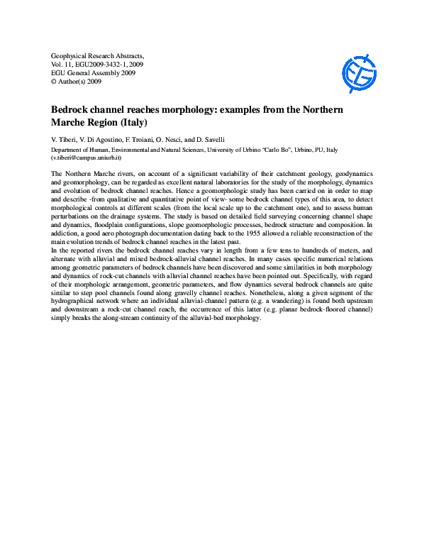 (PDF) Bedrock channel reaches morphology: examples from the Northern ...