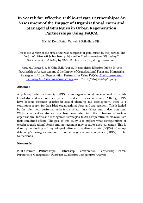 (PDF) In search for effective public-private partnerships: An ...