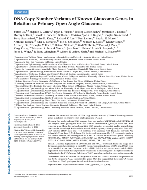 (PDF) DNA copy number variants of known glaucoma genes in relation to primary open-angle glaucoma