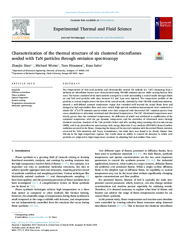 (PDF) Characterization of the thermal structure of six clustered microflames seeded with TaN ...