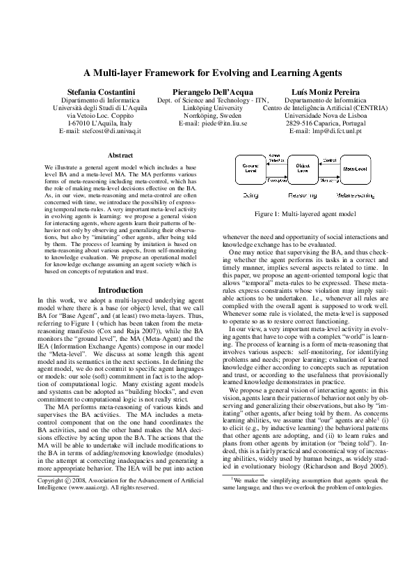 (PDF) A multi-layer framework for evolving and learning agents