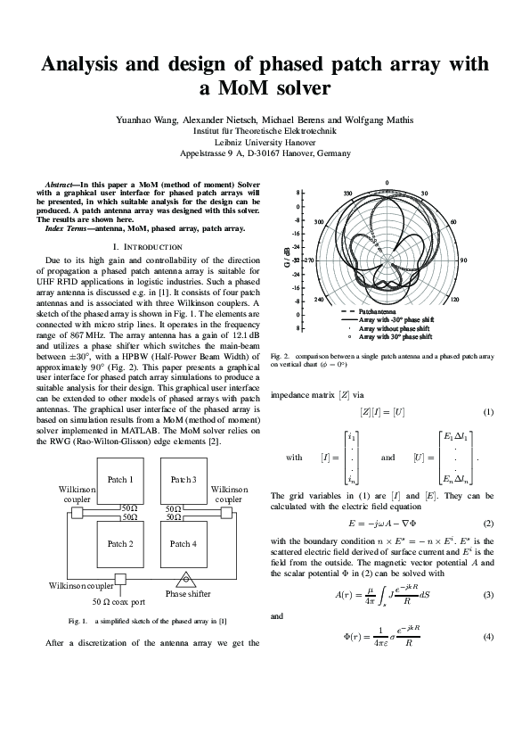 (PDF) Analysis and design of phased patch array with a MoM solver