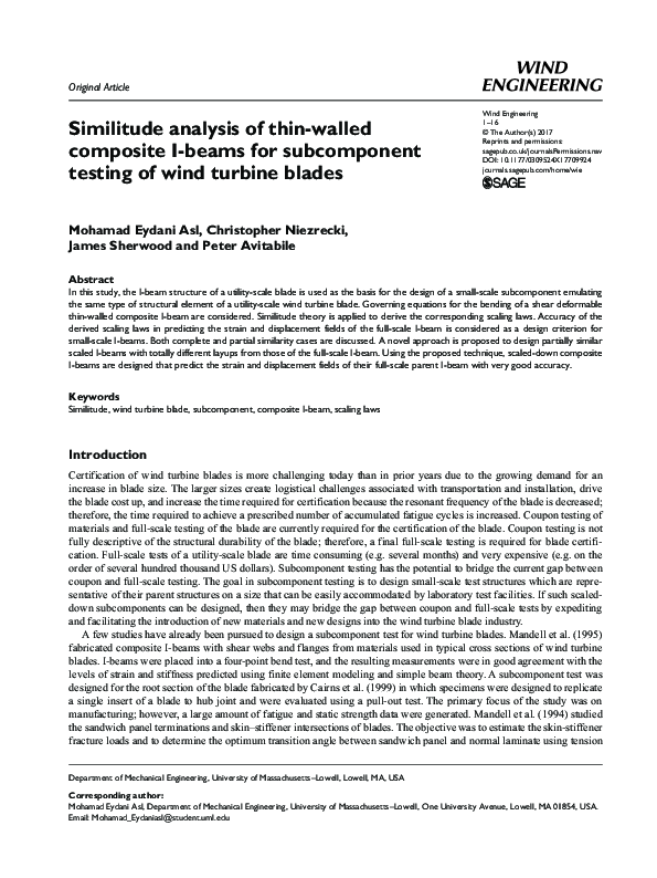 (PDF) Similitude analysis of thin-walled composite I-beams for ...
