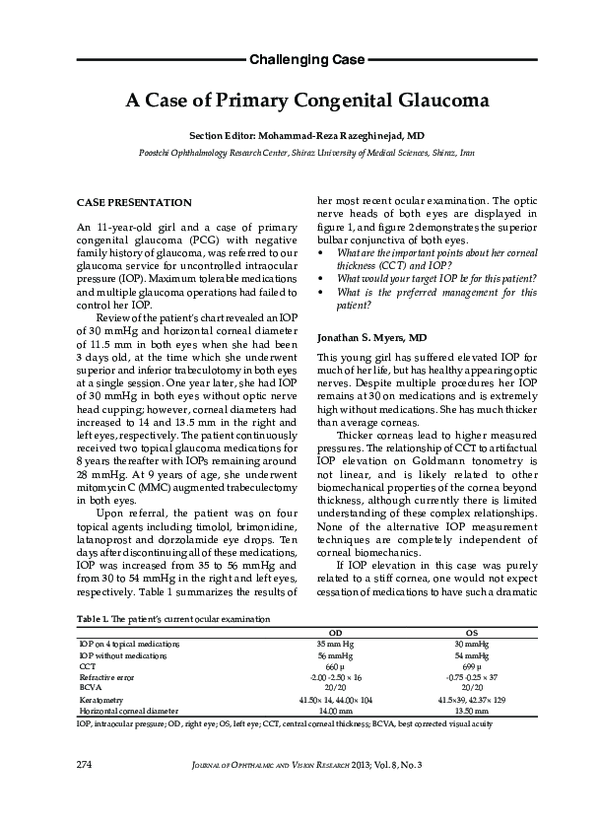 (PDF) A case of primary congenital glaucoma
