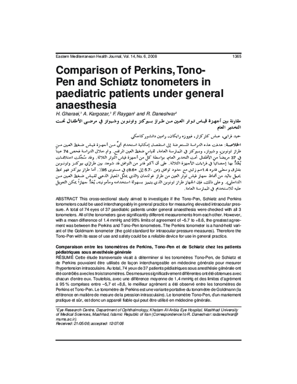 (PDF) Comparison of Perkins, Tono-Pen and Schiøtz tonometers in ...