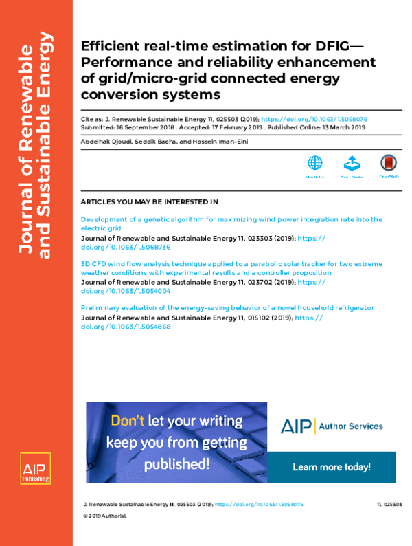 (PDF) Efficient real-time estimation for DFIG—Performance and reliability enhancement of grid ...