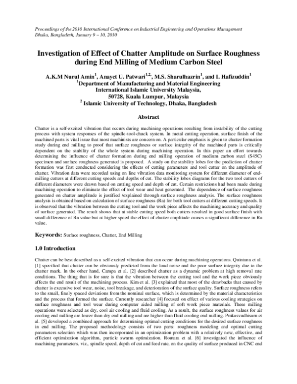 (PDF) Investigation of Effect of Chatter Amplitude on Surface Roughness ...