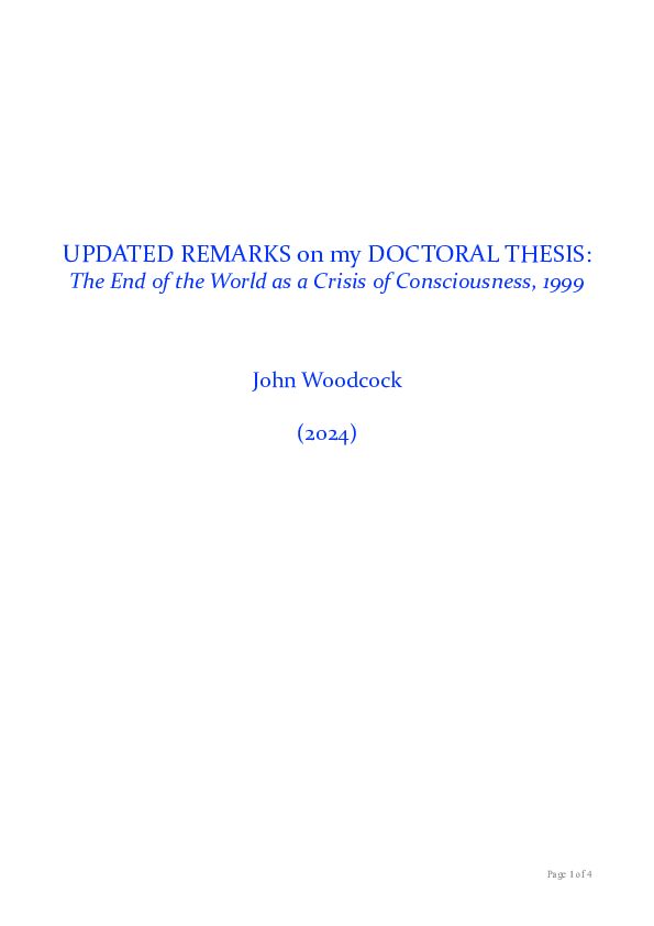(PDF) Updated Remarks on my 1999 Doctoral Thesis