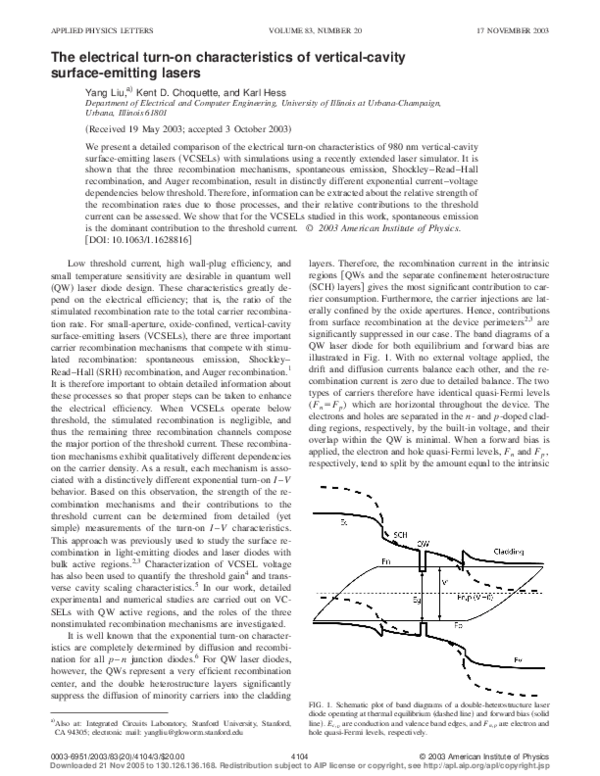 (PDF) The electrical turn-on characteristics of vertical-cavity surface ...