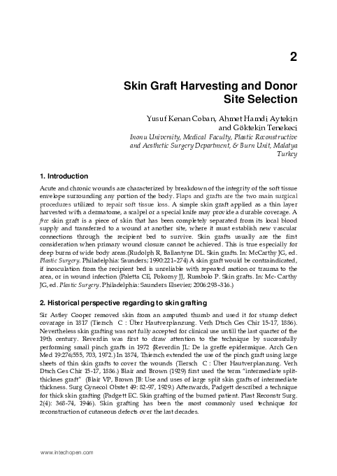 (PDF) 2 Skin Graft Harvesting and Donor Site Selection | Göktekin ...