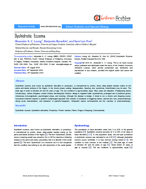 (PDF) Dyshidrotic Eczema