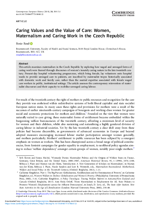 (PDF) The Work of Care, Caring at Work: An Introduction