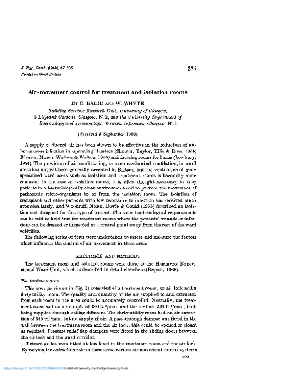 (PDF) Air-movement control for treatment and isolation rooms
