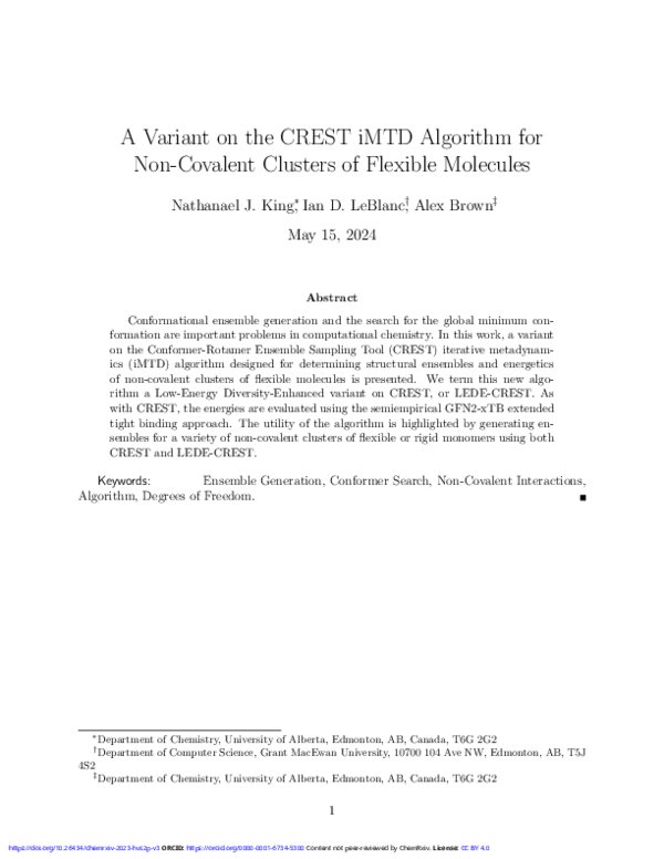 (PDF) A Variant on the CREST iMTD Algorithm for Non-Covalent Clusters ...