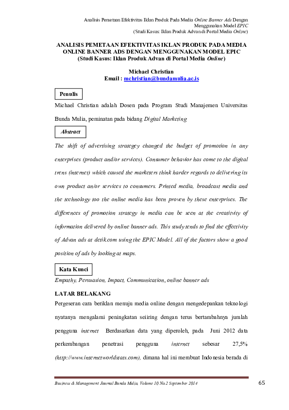 (PDF) ANALISIS PEMETAAN EFEKTIVITAS IKLAN PRODUK PADA MEDIA ONLINE ...