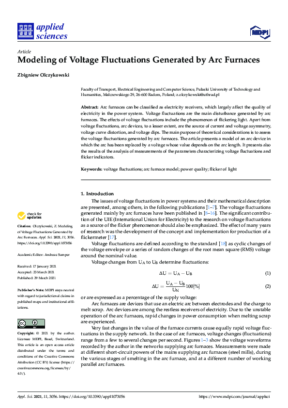 (PDF) Modeling of Voltage Fluctuations Generated by Arc Furnaces
