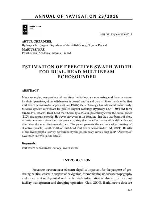 (PDF) Estimation of Effective Swath Width for Dual-Head Multibeam ...
