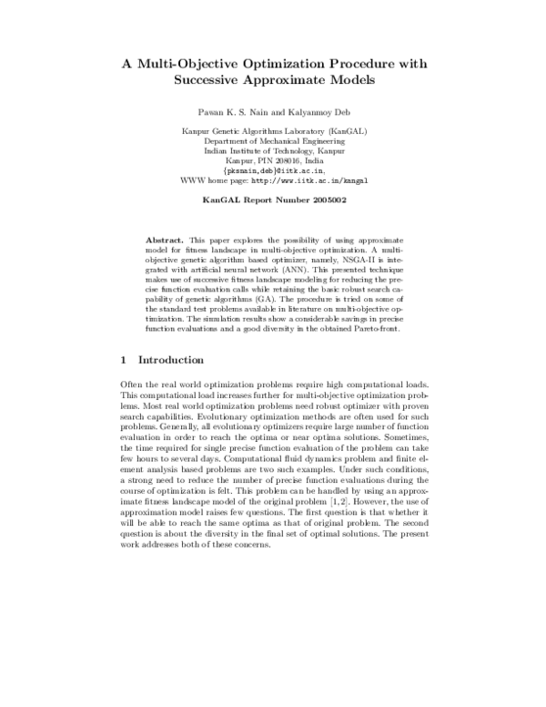 (PDF) A multi-objective optimization procedure with successive ...