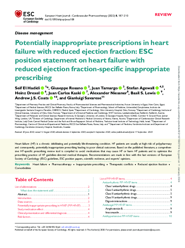 (PDF) Potentially inappropriate prescriptions in heart failure with ...