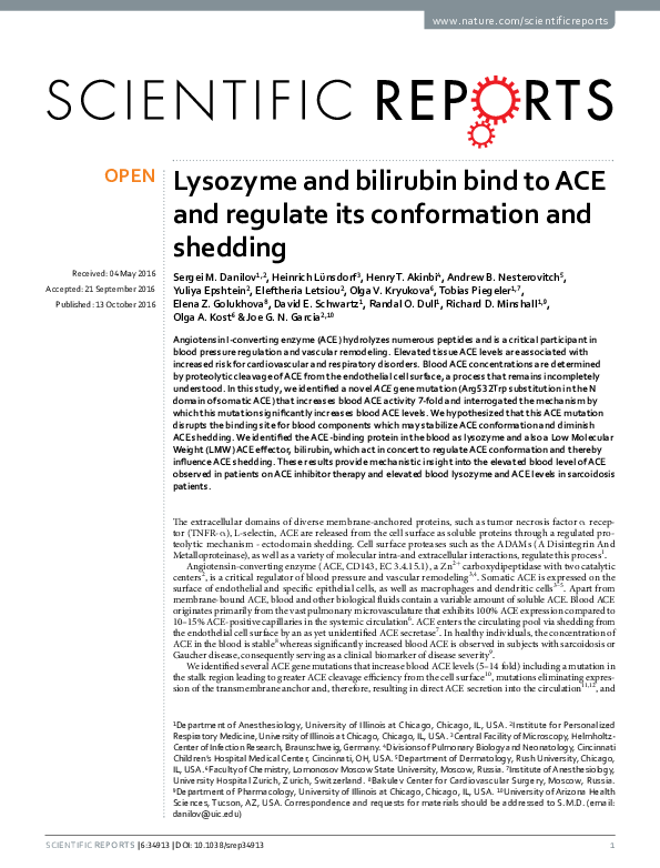 (PDF) Lysozyme and bilirubin bind to ACE and regulate its conformation ...