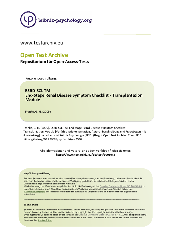 (PDF) ESRD-SCL TM - End-Stage Renal Disease Symptom Checklist ...