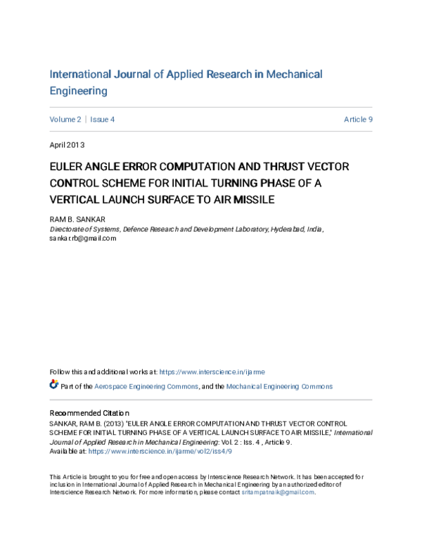 (PDF) Euler Angle Error Computation and Thrust Vector Control Scheme for Initial Turning Phase ...
