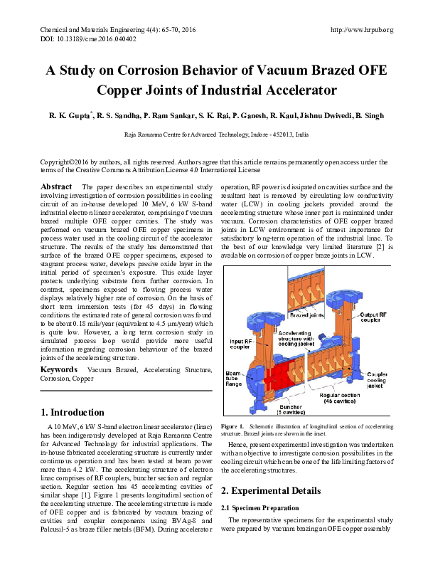 (PDF) A Study on Corrosion Behavior of Vacuum Brazed OFE Copper Joints ...