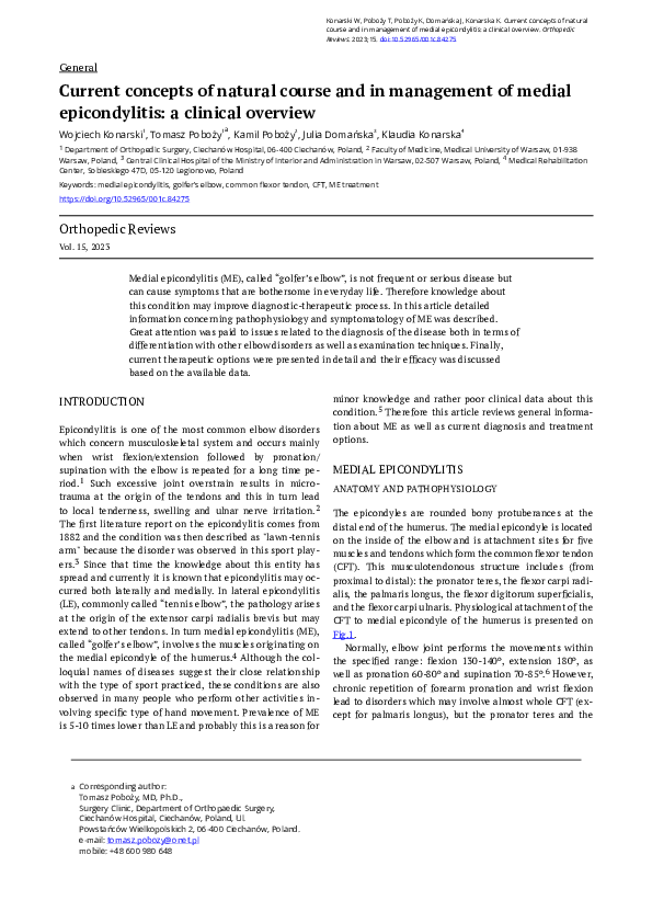 (PDF) Current concepts of natural course and in management of medial ...