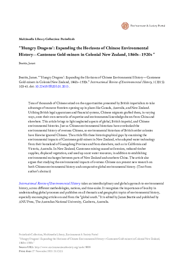 (PDF) ‘Hungry dragons’: Expanding the Horizons of Chinese Environmental ...
