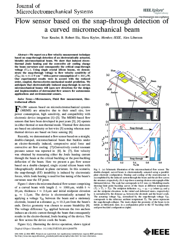 (PDF) Flow Sensor Based on the Snap-Through Detection of a Curved ...