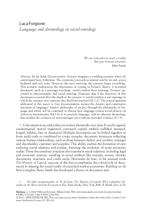 (PDF) Language and Deontology in Social Ontology