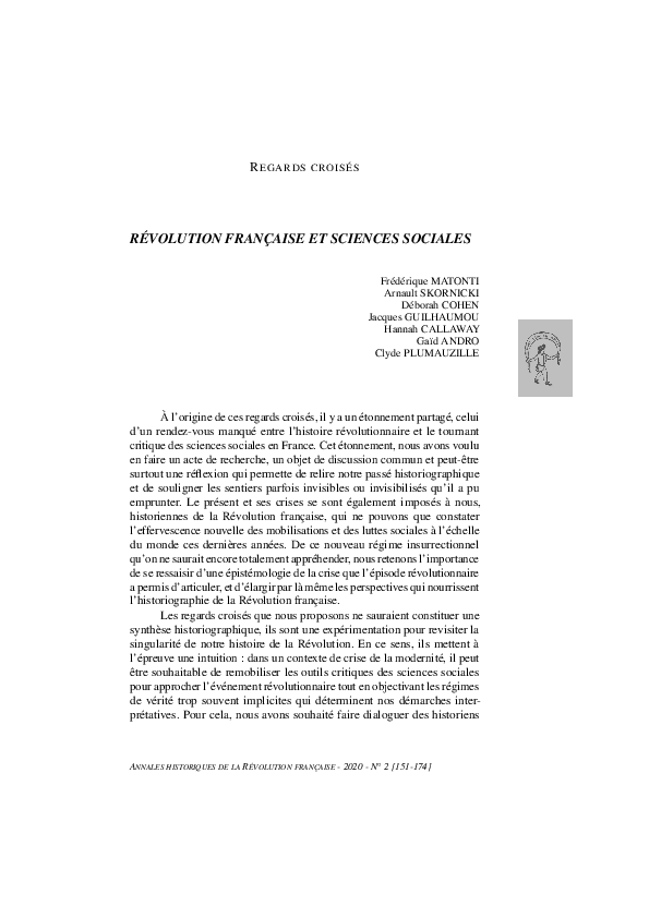 (PDF) Révolution française et sciences sociales