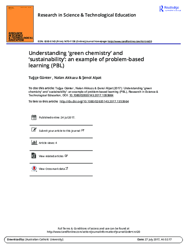 (PDF) Understanding ‘green chemistry’ and ‘sustainability’: an example ...