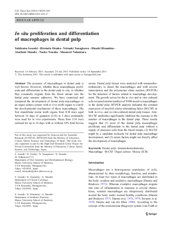(PDF) In situ proliferation and differentiation of macrophages in ...