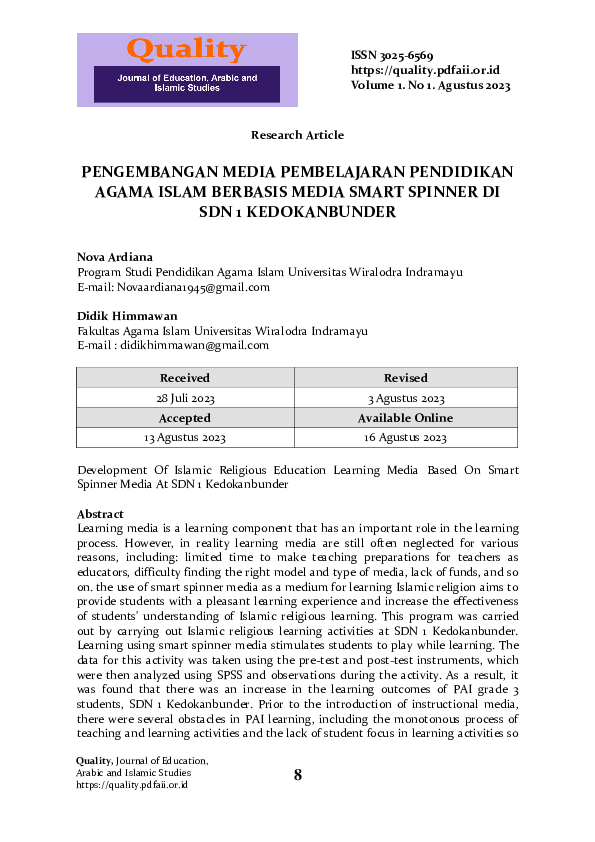 (PDF) Pengembangan Media Pembelajaran Pendidikan Agama Islam Berbasis Media Smart Spinner Di SDN ...