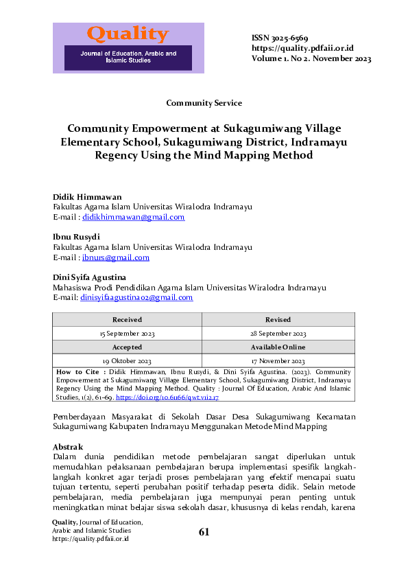 (PDF) Community Empowerment at Sukagumiwang Village Elementary School ...